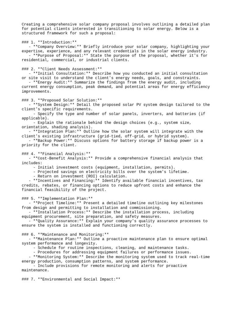 A Comprehensive Solar Proposal | PDF | Photovoltaic System | Corporate ...