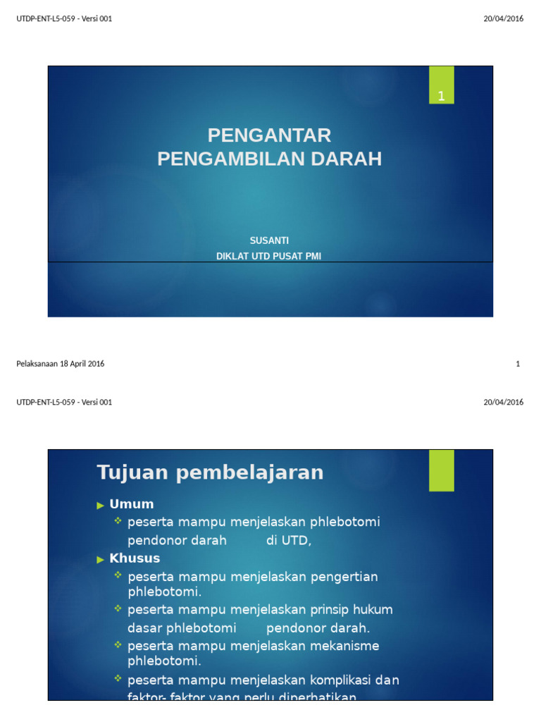 Pengantar Pengambilan Darah Final | PDF | Pengembangan Diri | Sains & Matematika