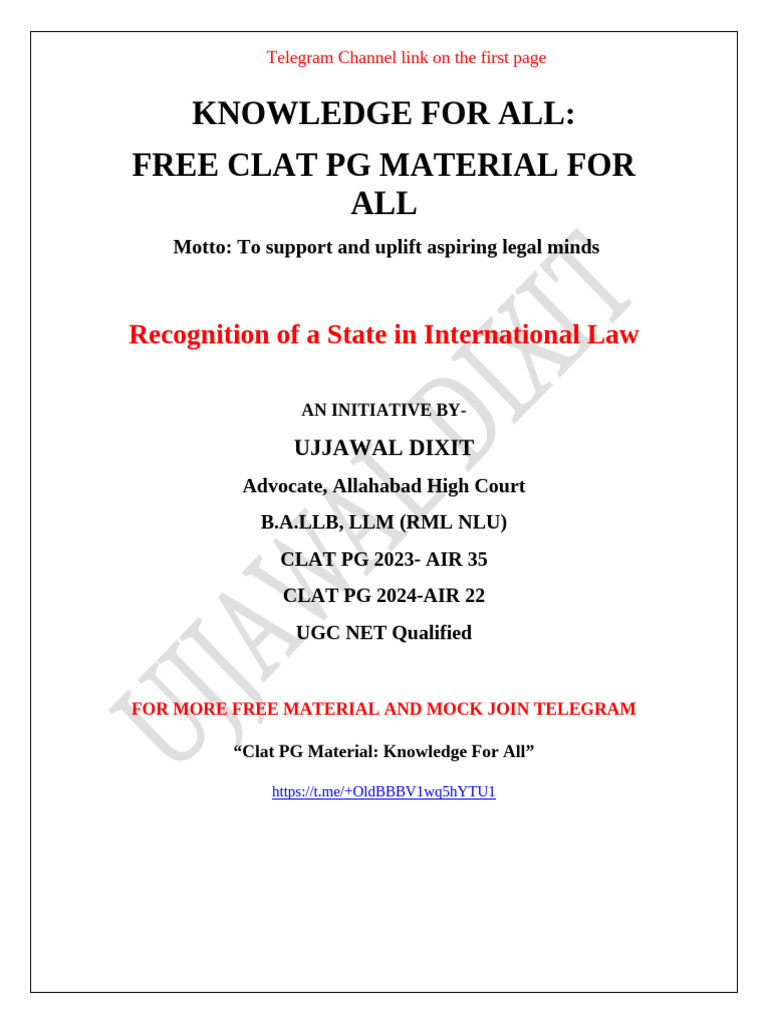 State_Recognition_in_International_Law | PDF | Sovereign State | International Law
