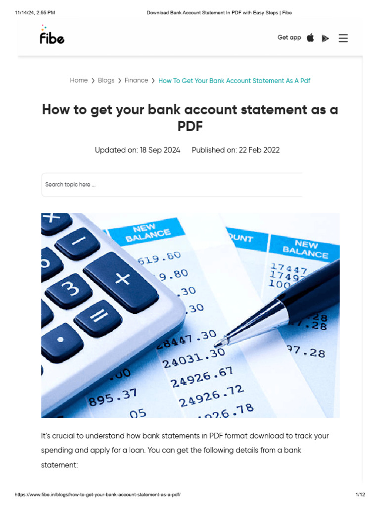 Bank Account Statement in PDF With Easy Steps - Fibe | PDF | Credit ...