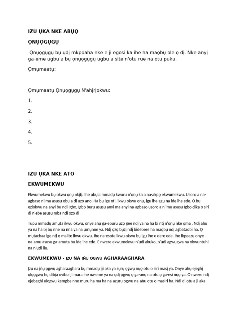 JSS3 1ST Igbo Note | PDF