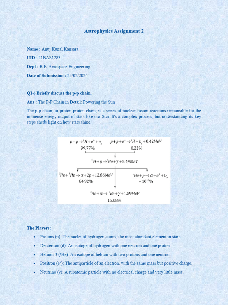 Astrophysics Assignment 2 | PDF | Neutrino | Supernova