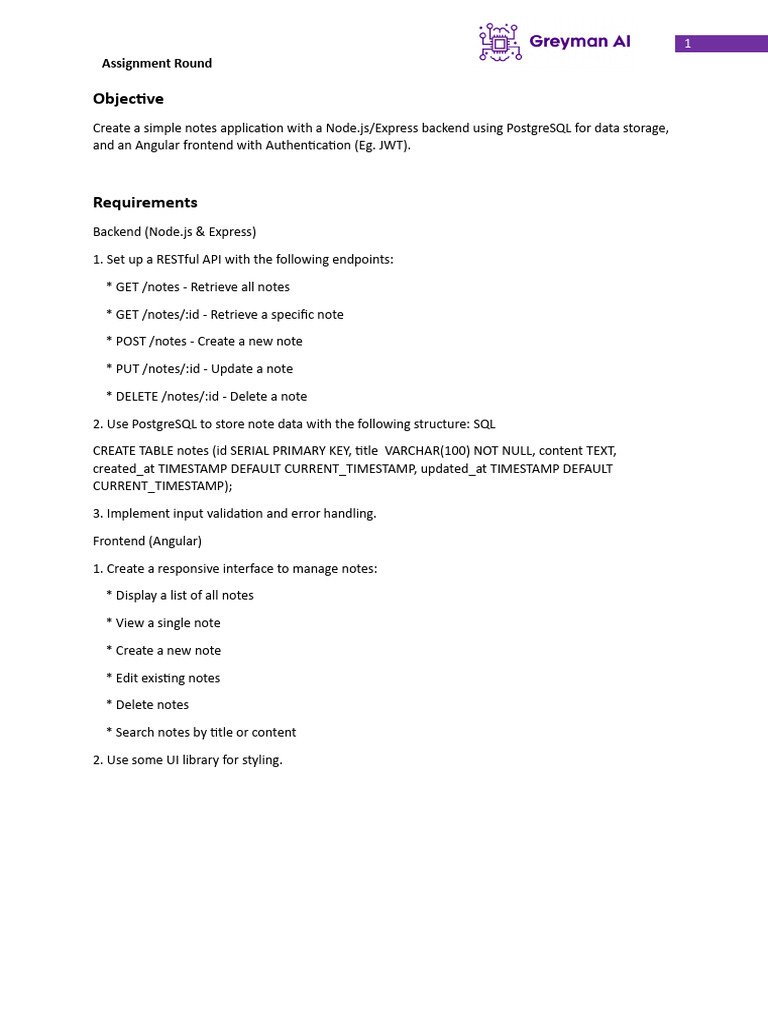 MEAN Dev Assignement 1 | PDF