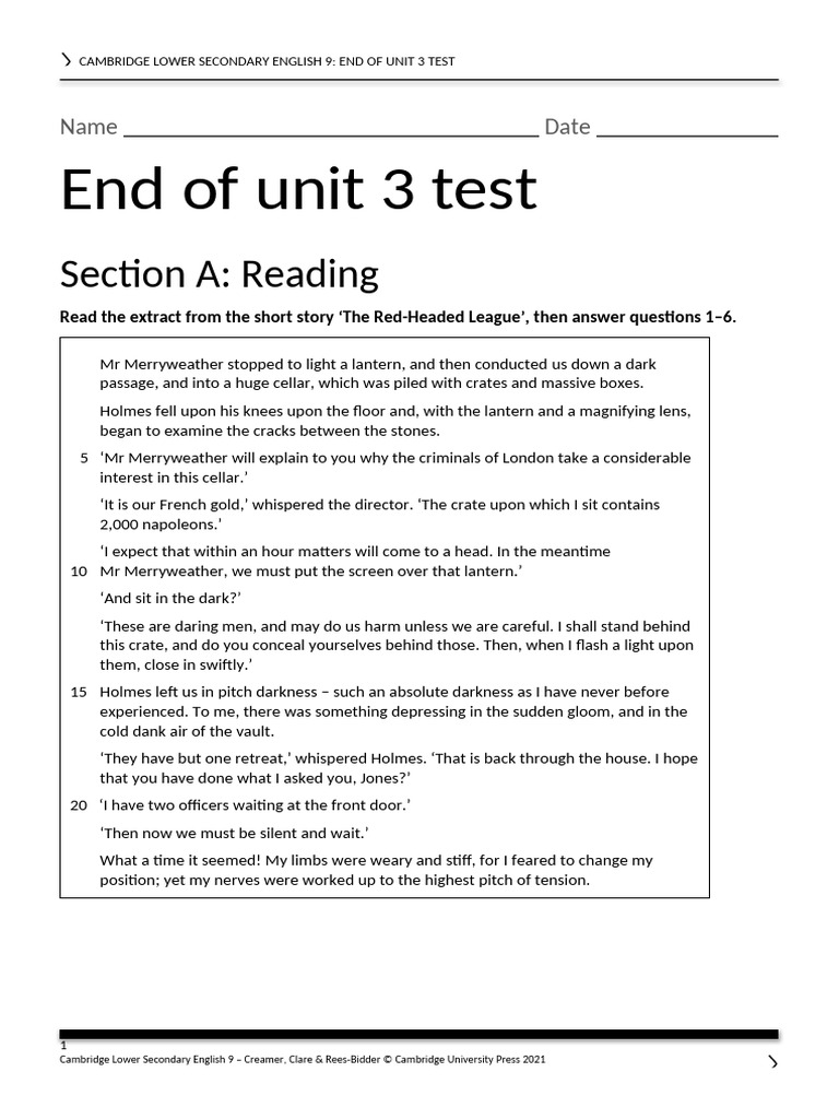 LS English 9 Unit 3 Test | PDF