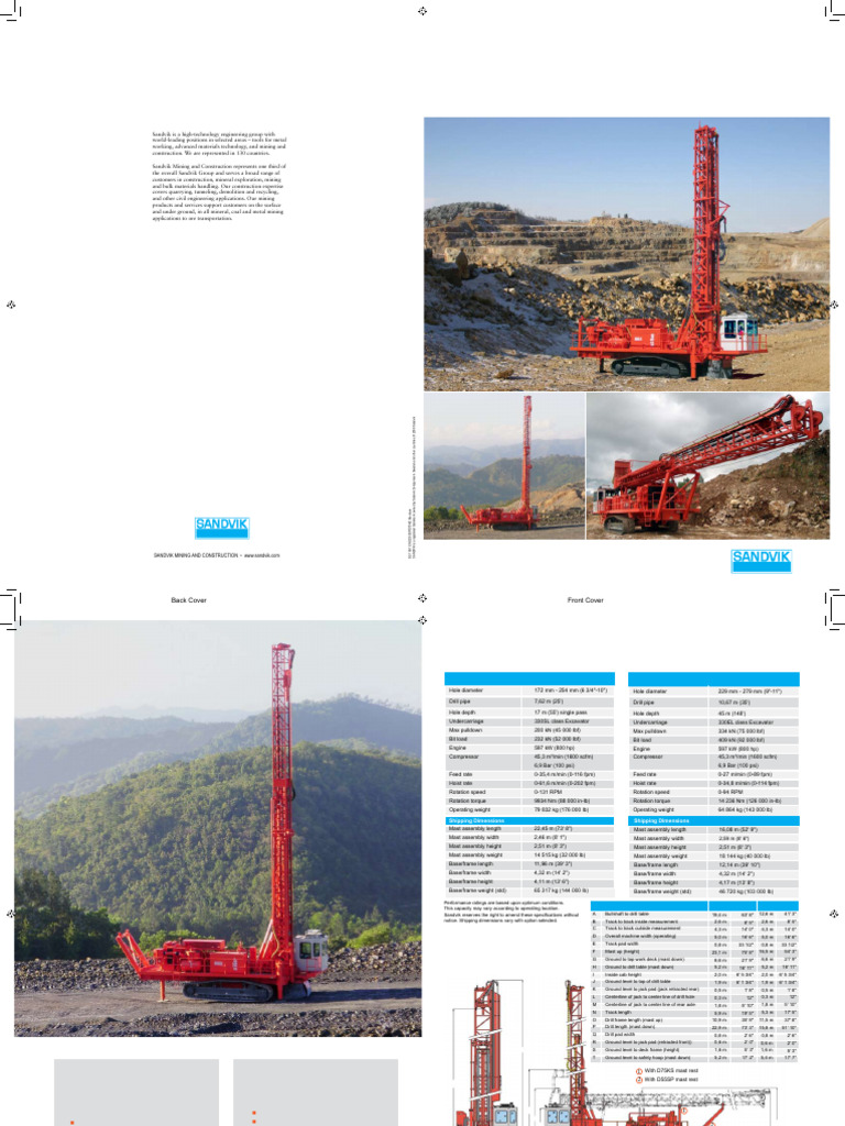 Sandvik D55SP & D75KS Drill Specs | PDF | Drill | Drilling