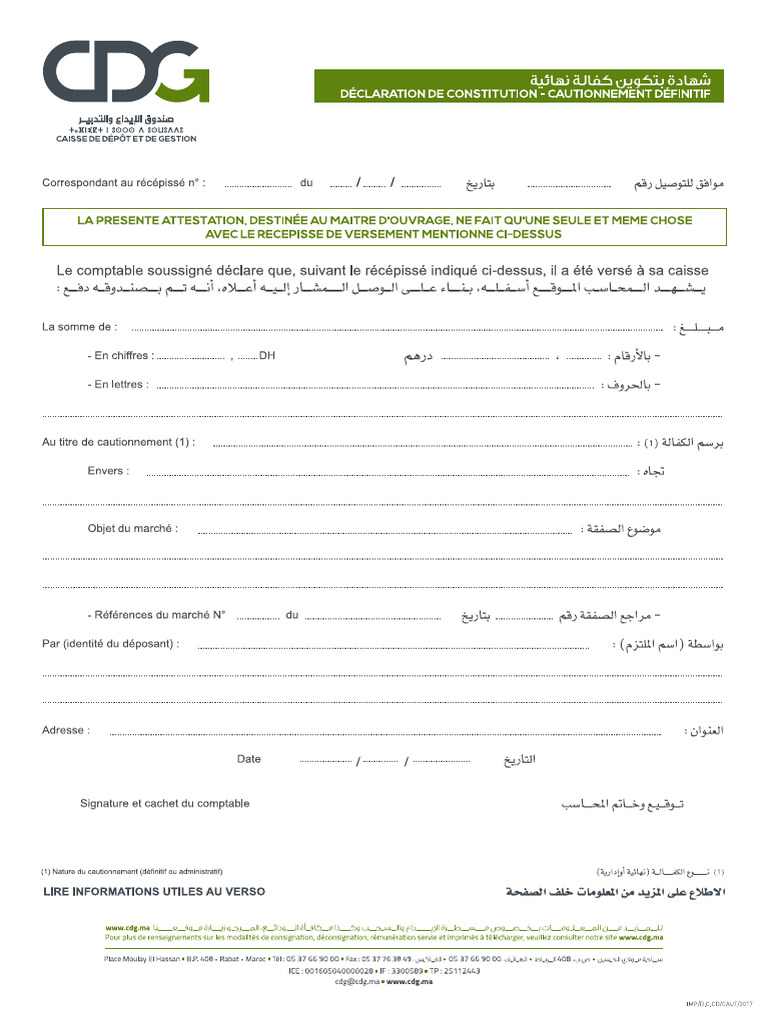 6 Declaration de Constitution de Cautionnement | PDF