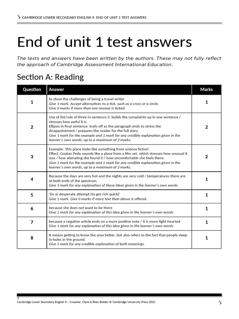 Unit 1 Test Answers for English 9 | PDF | Human Communication | Linguistics
