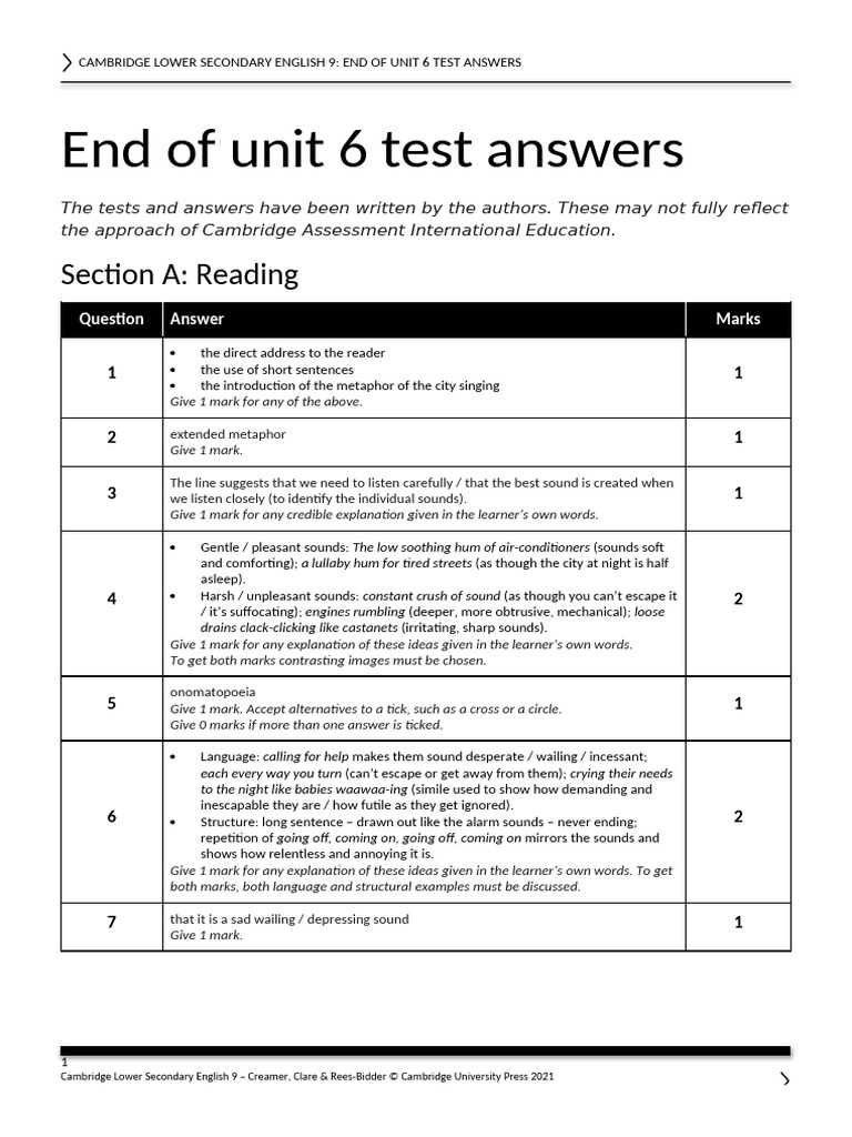 Unit 6 English Test Answers | PDF | Sentence (Linguistics) | English ...