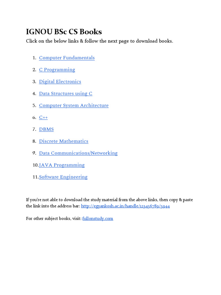 Ignou BSC Cs Books | PDF | Career & Growth | Computers