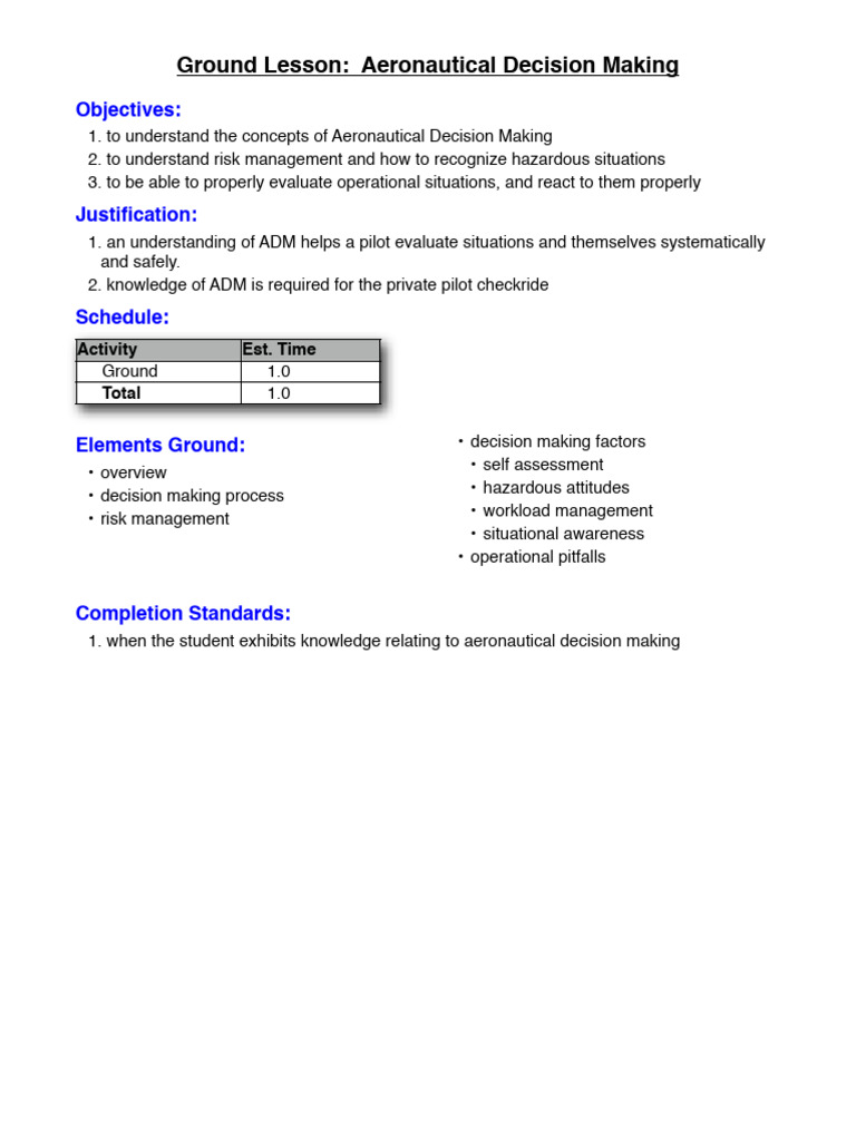Aeronautical Decision Making | PDF | Risk | Situation Awareness
