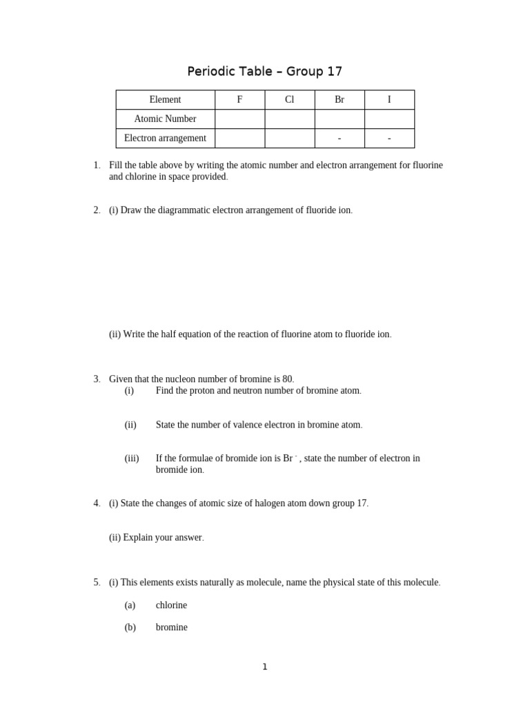 Module 24 Periodic Table Group 17 | PDF | Teaching Methods & Materials ...