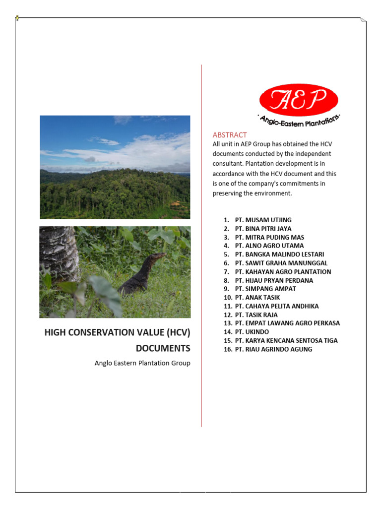 Daftar List HCV All Estate AEP | PDF