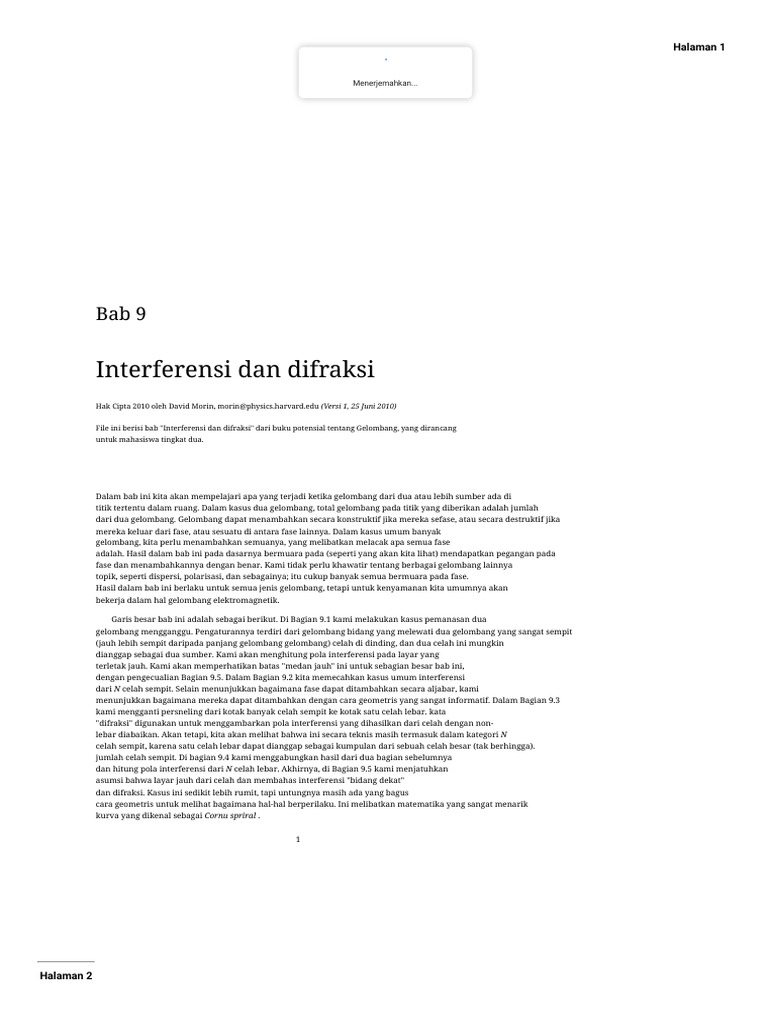 Interference and Diffraction | PDF | Sains & Matematika