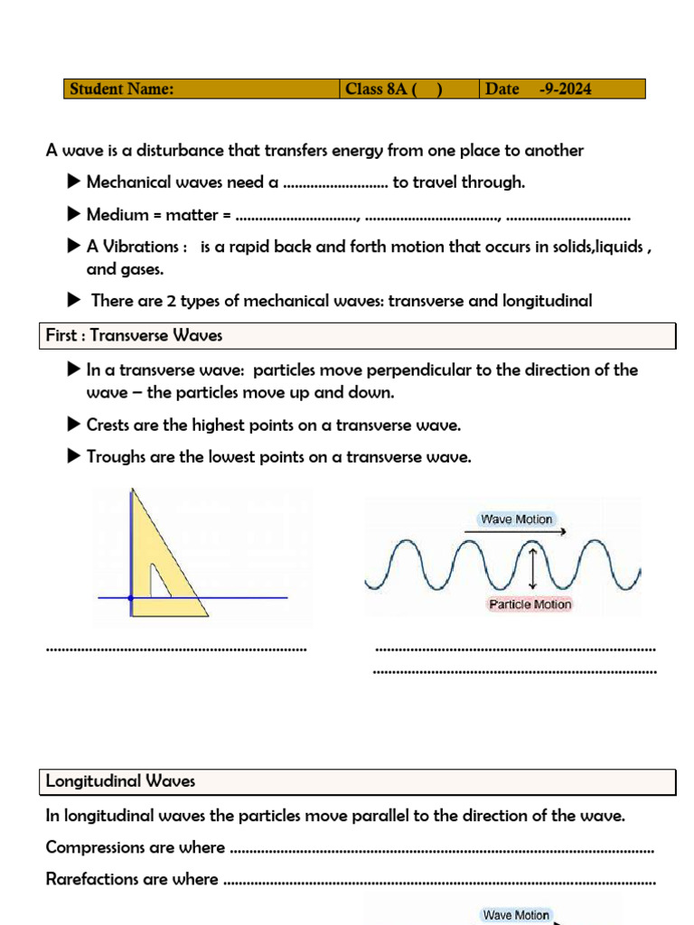 Sound Waves and Their Properties Worksheet | PDF | Science & Mathematics
