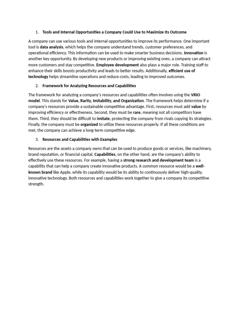 Tools and Internal Opportunities A Company Could Use To Maximize Its ...