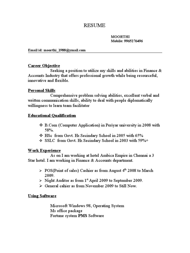 Resume: Career Objective | PDF