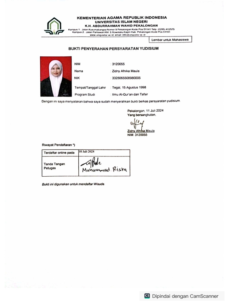 Syarat Wisuda-3120055-Zidny Afnika Maula | PDF