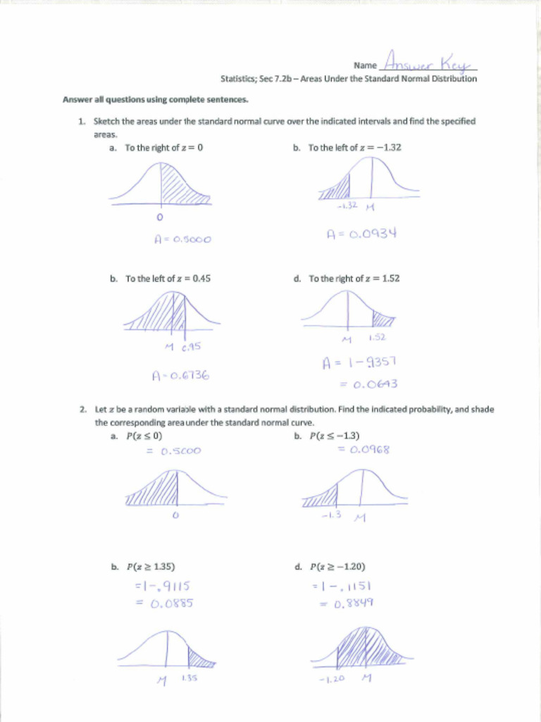 Stats Worksheet 7.2b | PDF