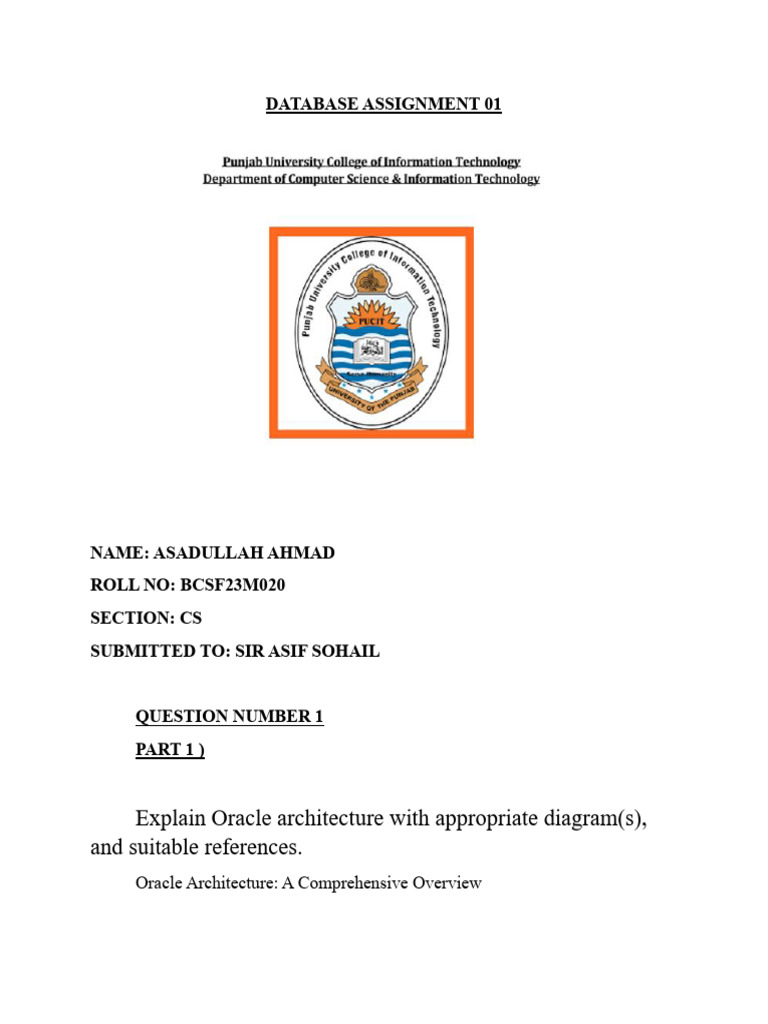 DATABASE ASSIGNMENT 01 | PDF | Relational Model | Databases DATABASE ASSIGNMENT 01 | PDF | Relational Model | Databases