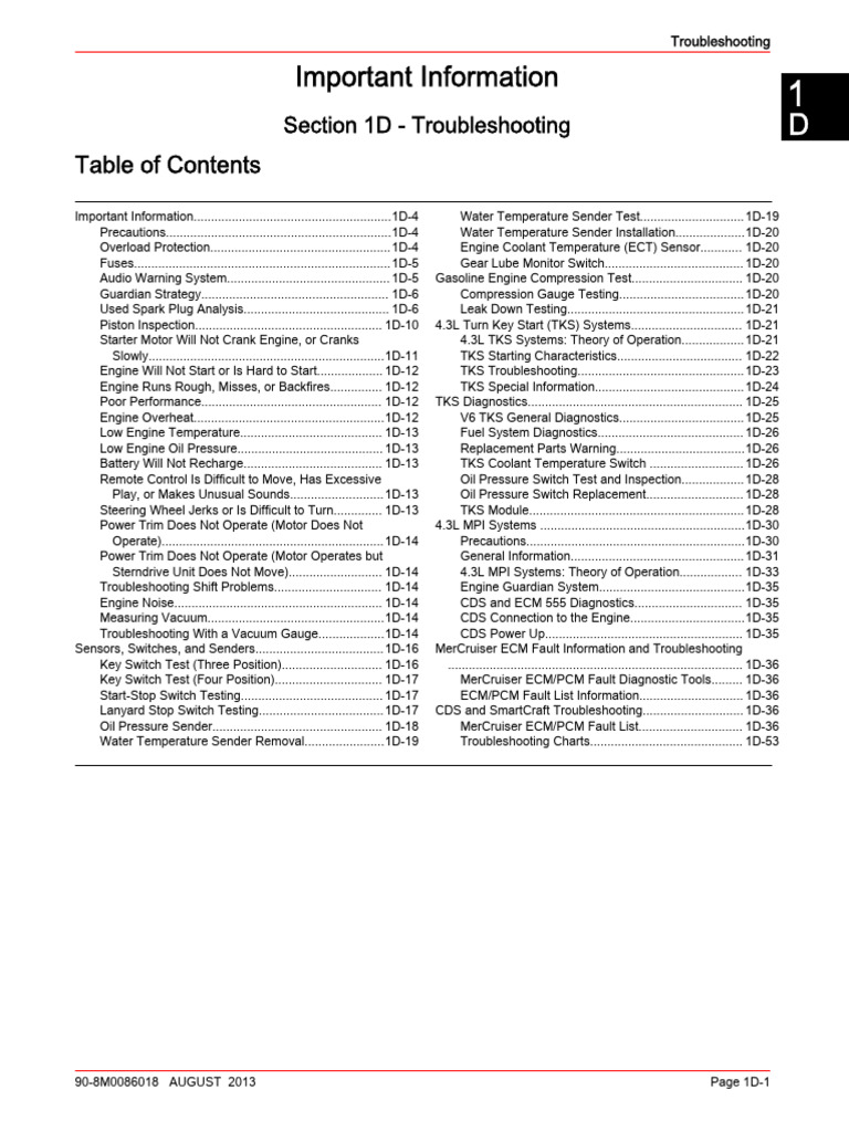 Important Information: Section 1D - Troubleshooting | PDF | Engineering ...
