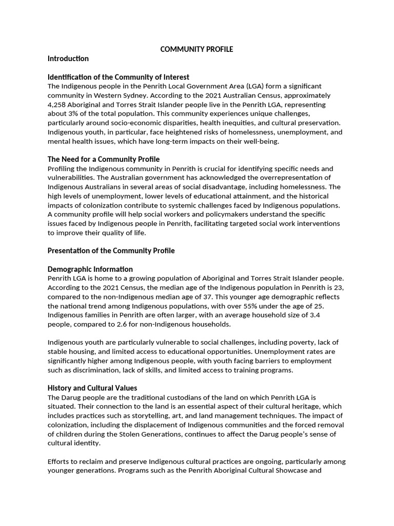 Community Profile | PDF | Indigenous Australians | Mental Health