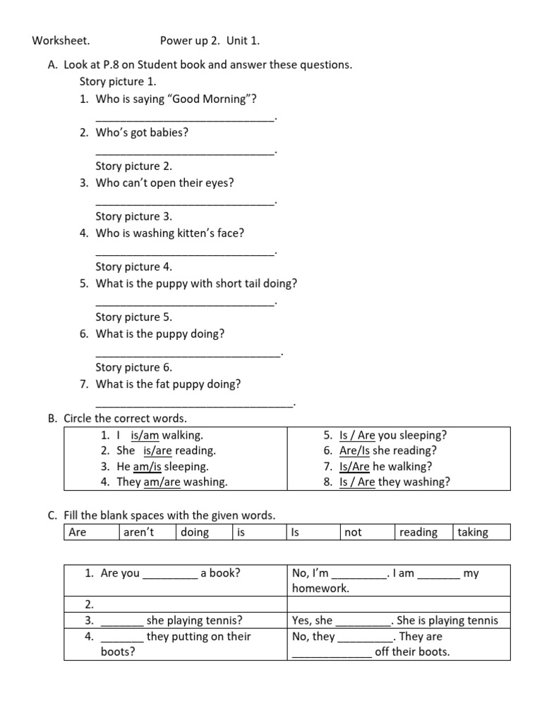 Power Up 2 Unit 1 Worksheet | PDF
