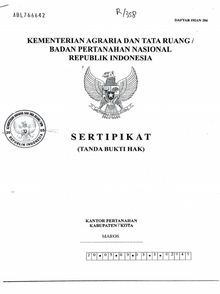 Sertifikat Tanah Maros 2024 | PDF