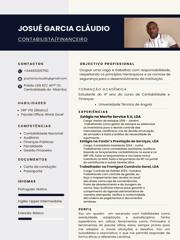 Josué CLD CV | PDF | Contabilidade | Economias