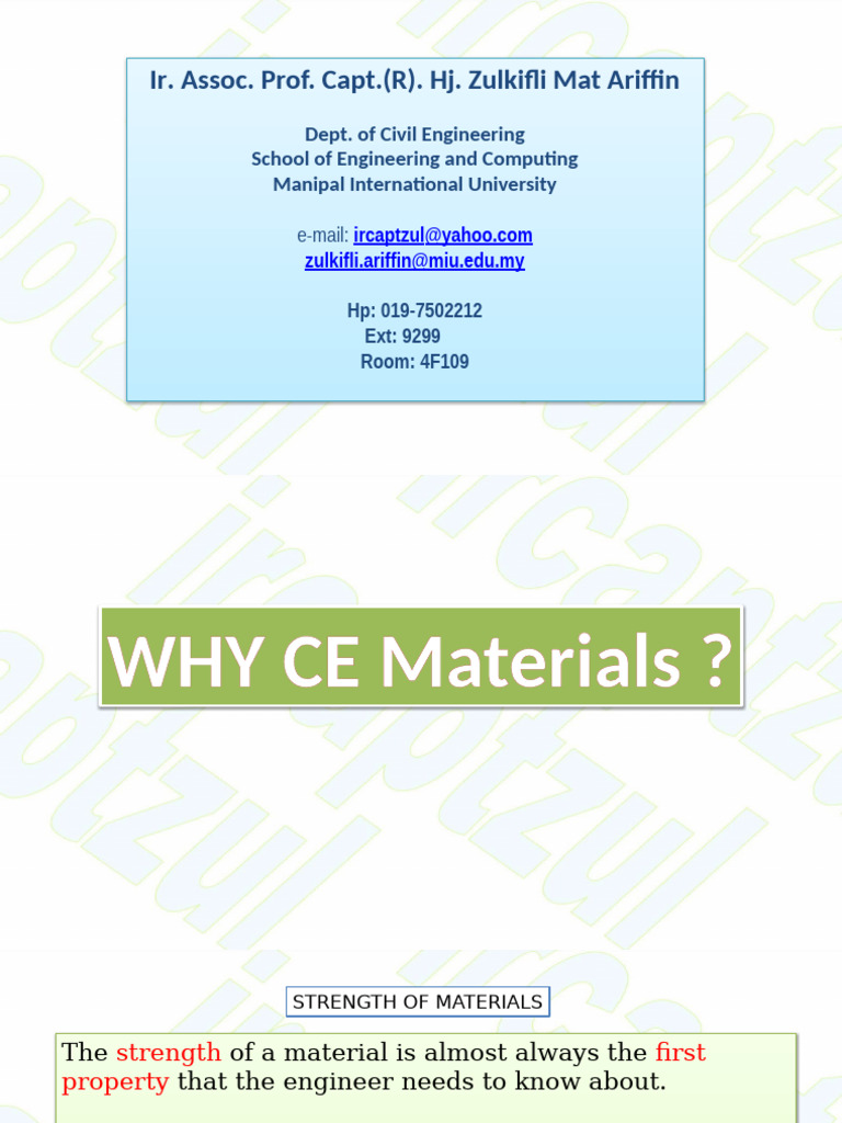 1-Why CE Materials | PDF | Deformation (Engineering) | Strength Of ...