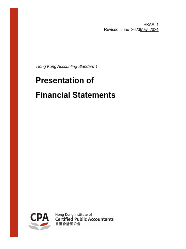 HKAS 1 Presentation of Financial Statements | PDF | Going Concern | Financial Statement