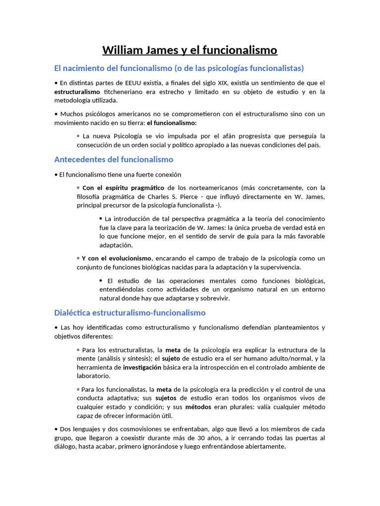 William James y El Funcionalismo | PDF | Sicología | Las emociones
