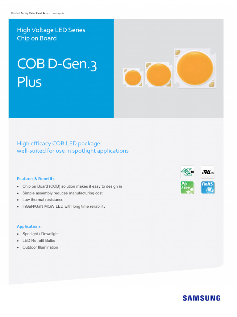 Data Sheet COB D-Series Gen.3 Plus Rev.1.2 | PDF | Electrical ...