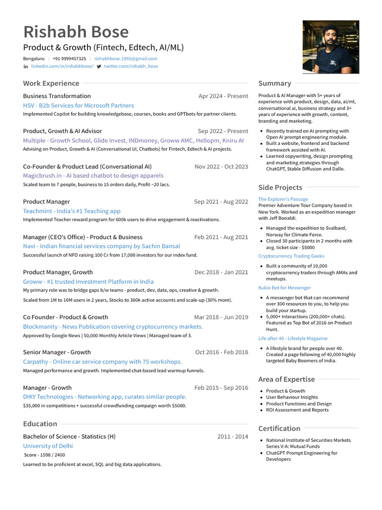 Rishabh Bose Resume Sep2024 | PDF | Computing