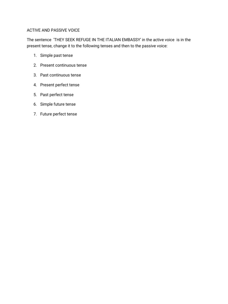 Passive Voice Exercise | PDF