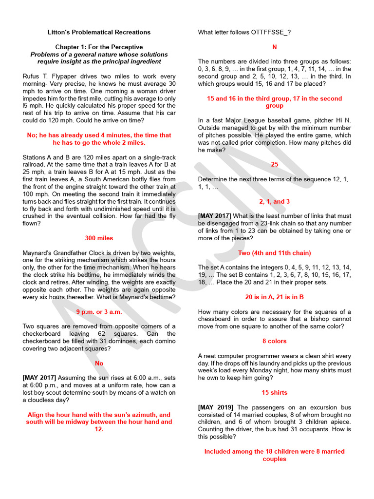 Litton's Recreational Logic Puzzles | PDF | Triangle | Area
