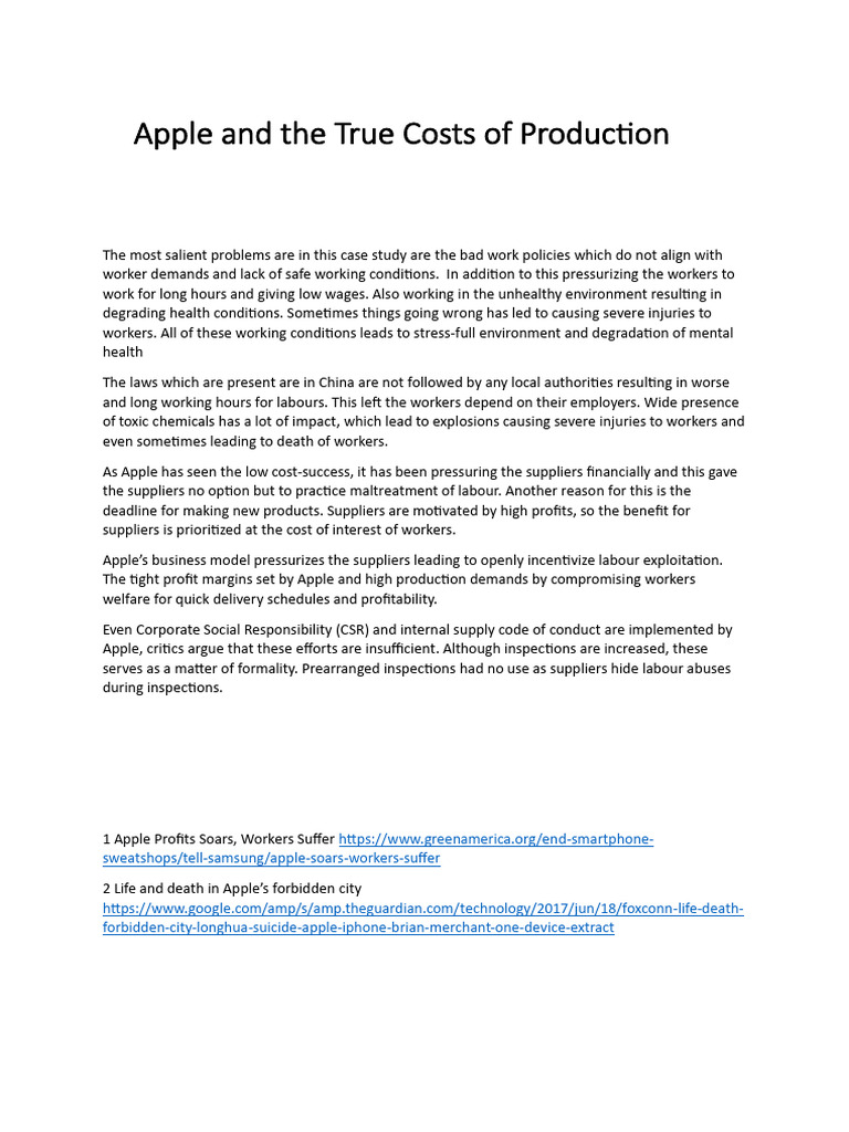Apple’s Labor Exploitation Issues | PDF | Labour Economics | Corporate ...