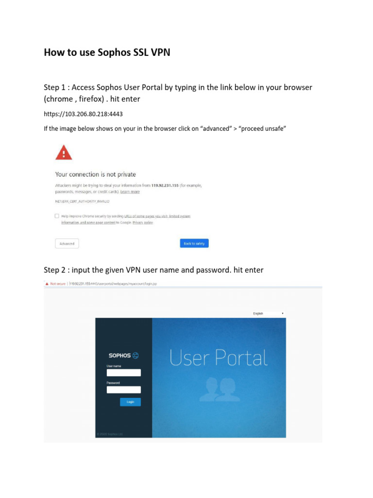 How To Use Sophos SSL VPN | PDF