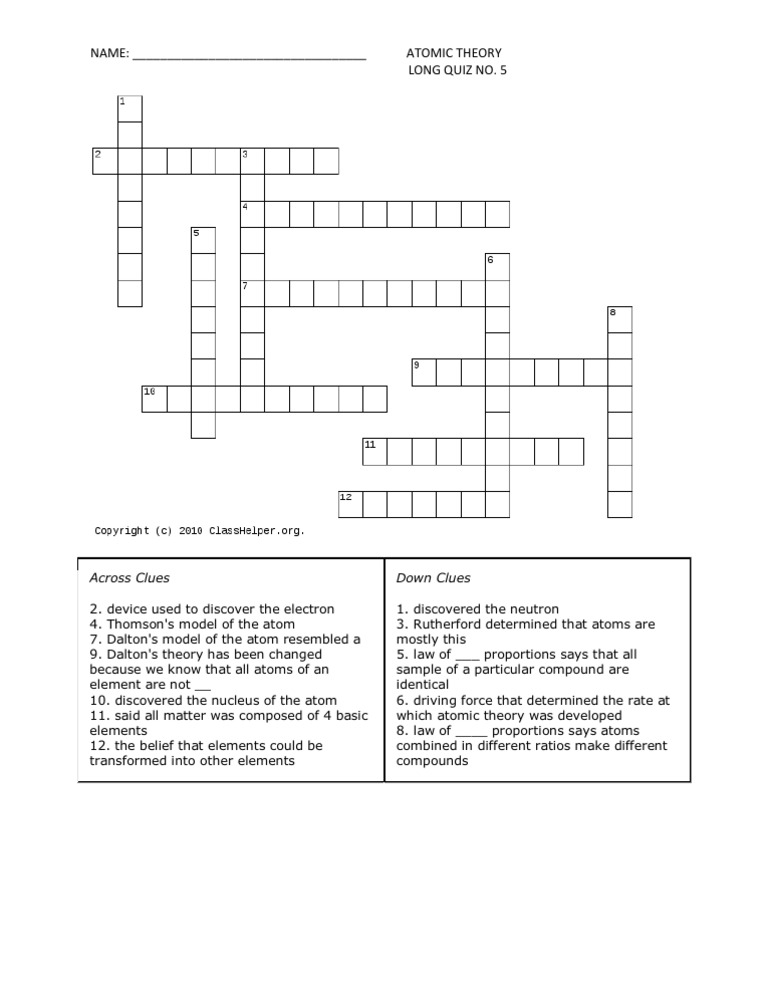Atomic Model Puzzle Answer Key | PDF