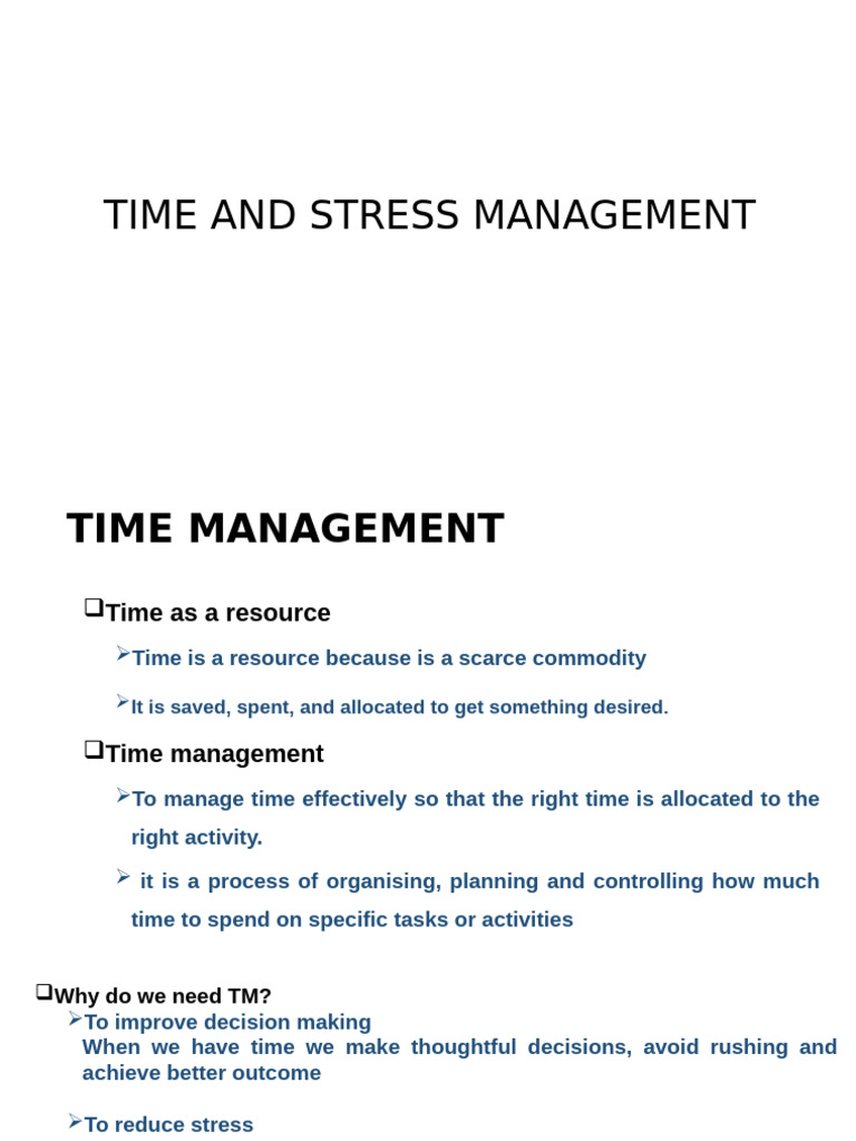 Time and Stress Management | PDF | Stress (Biology) | Time Management