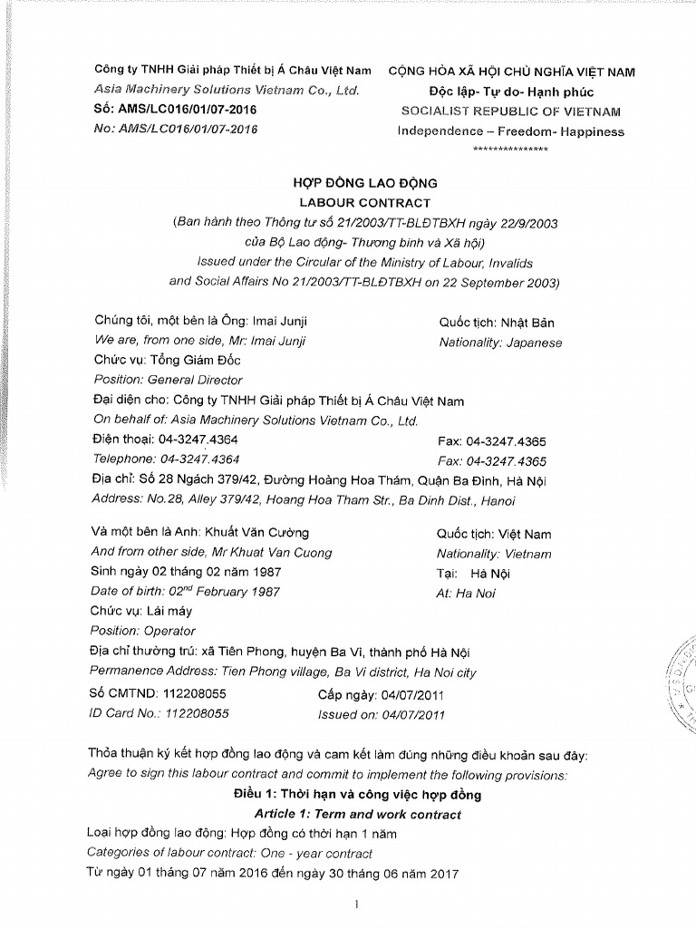 HDLD - Khuat Van Cuong | PDF