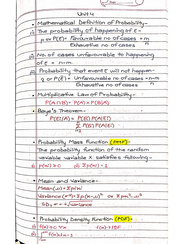 Maths Unit 4 Formula (RRSIMT CLASSES) | PDF