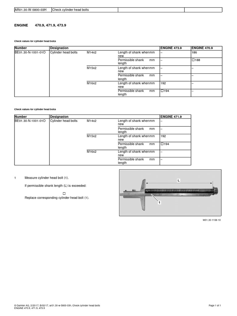 Check Cylinder Head Bolts | PDF