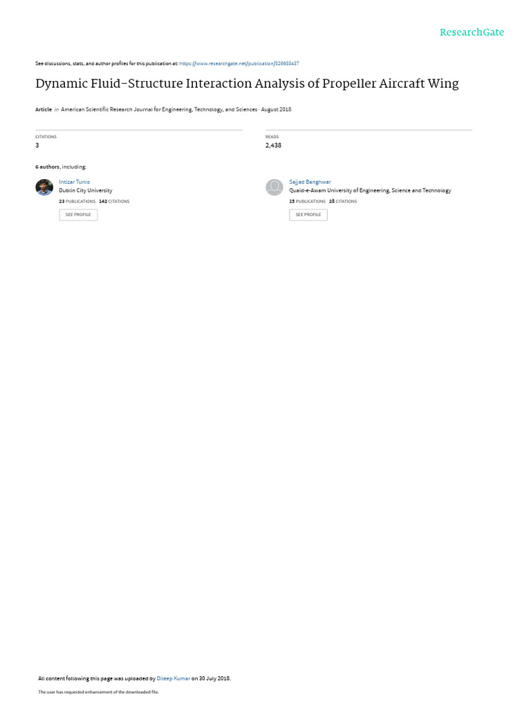 2018 Dynamic Fluid-Structure Interaction Analysis of Propeller | PDF | Computational Fluid ...