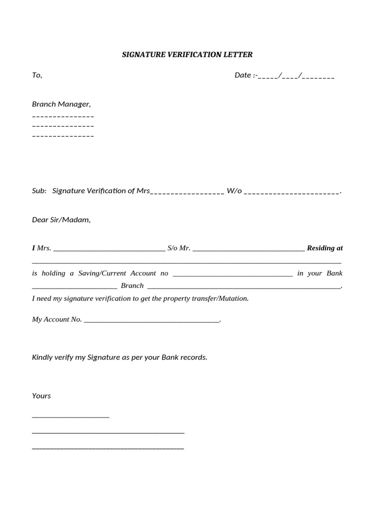 Signature Verification Request Letter | PDF | Career & Growth | Law