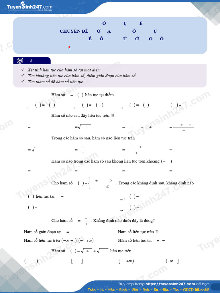 de Thi BTVN Ham So Lien Tuc Tiet 1 1697251805 | PDF