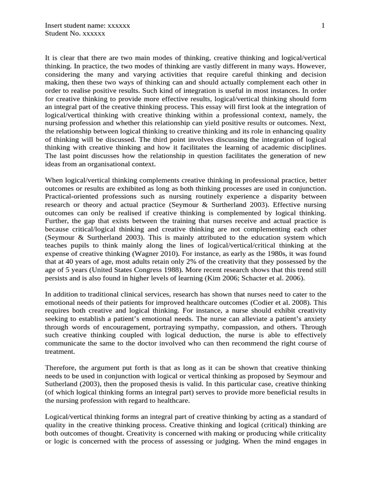Integrating Creative and Logical Thinking | PDF | Thought | Critical ...