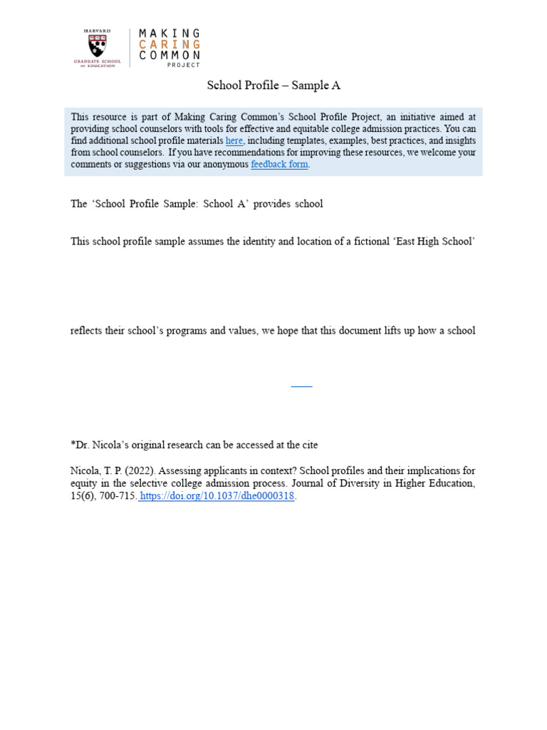 East High School Profile Sample | PDF | Advanced Placement