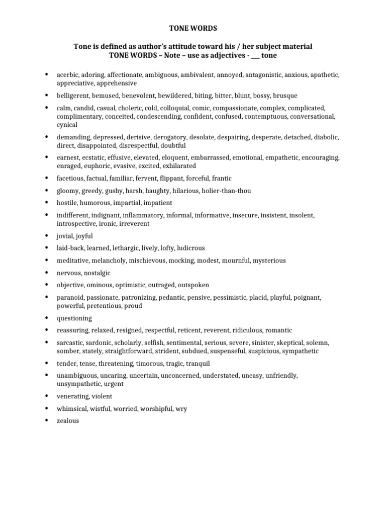 Tone Words | PDF
