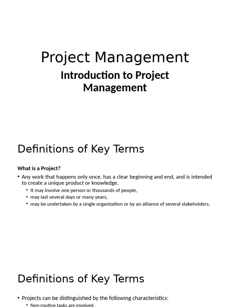 PPT1 Inroducion To Project Management | PDF | Project Management | Business