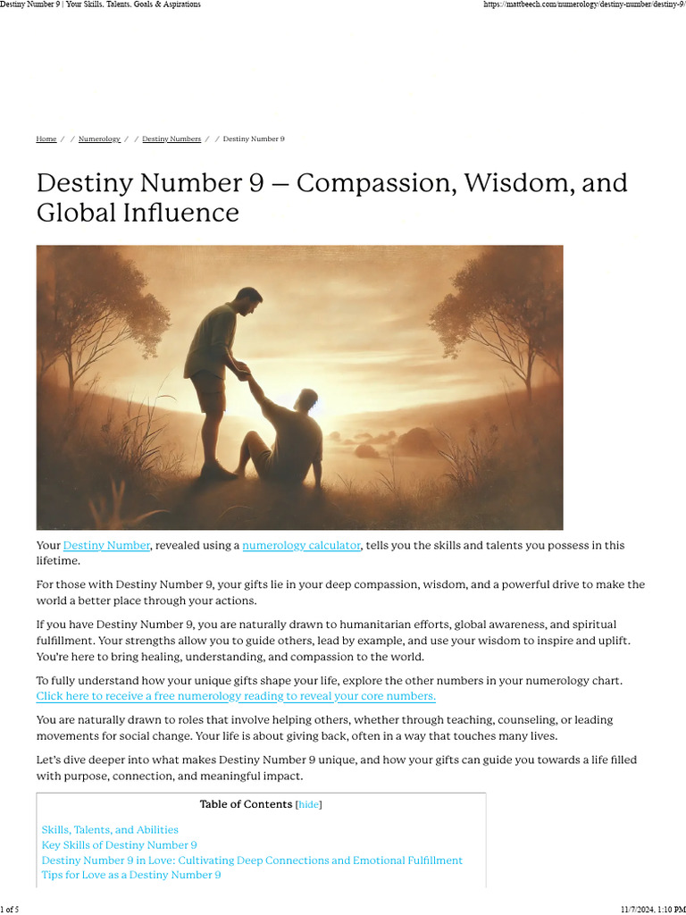 Destiny Number 9: Compassion & Purpose | PDF | Compassion | Wisdom